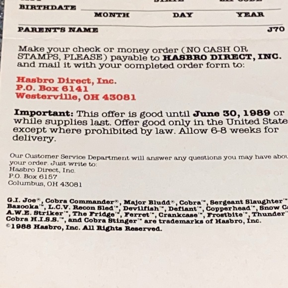 Vintage | Other | Classic 98s Gi Joe Mail In Advertisement Foldout ...